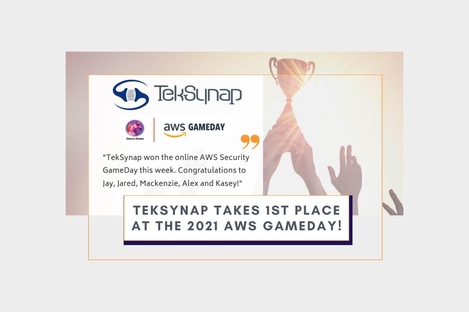 TekSynap Takes 1st Place at The 2021 Security AWS GameDay - TekSynap