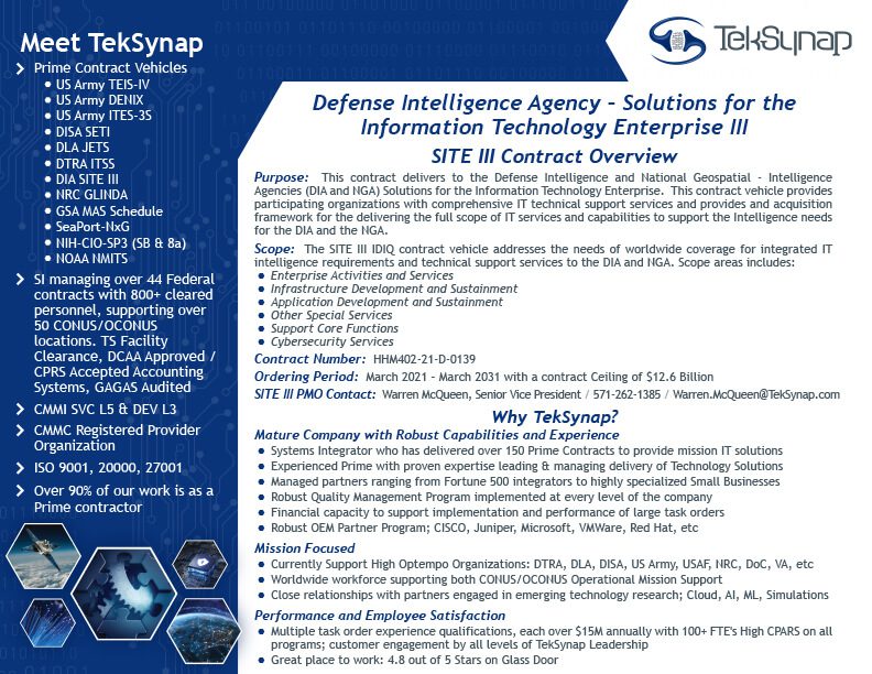 Defense Intelligence Agency (DIA) SITE III - TekSynap
